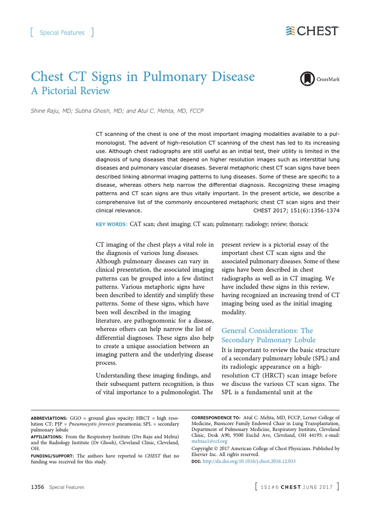 Chest CT Signs in Pulmonary Disease PDF | PDF | Lung | Ct Scan