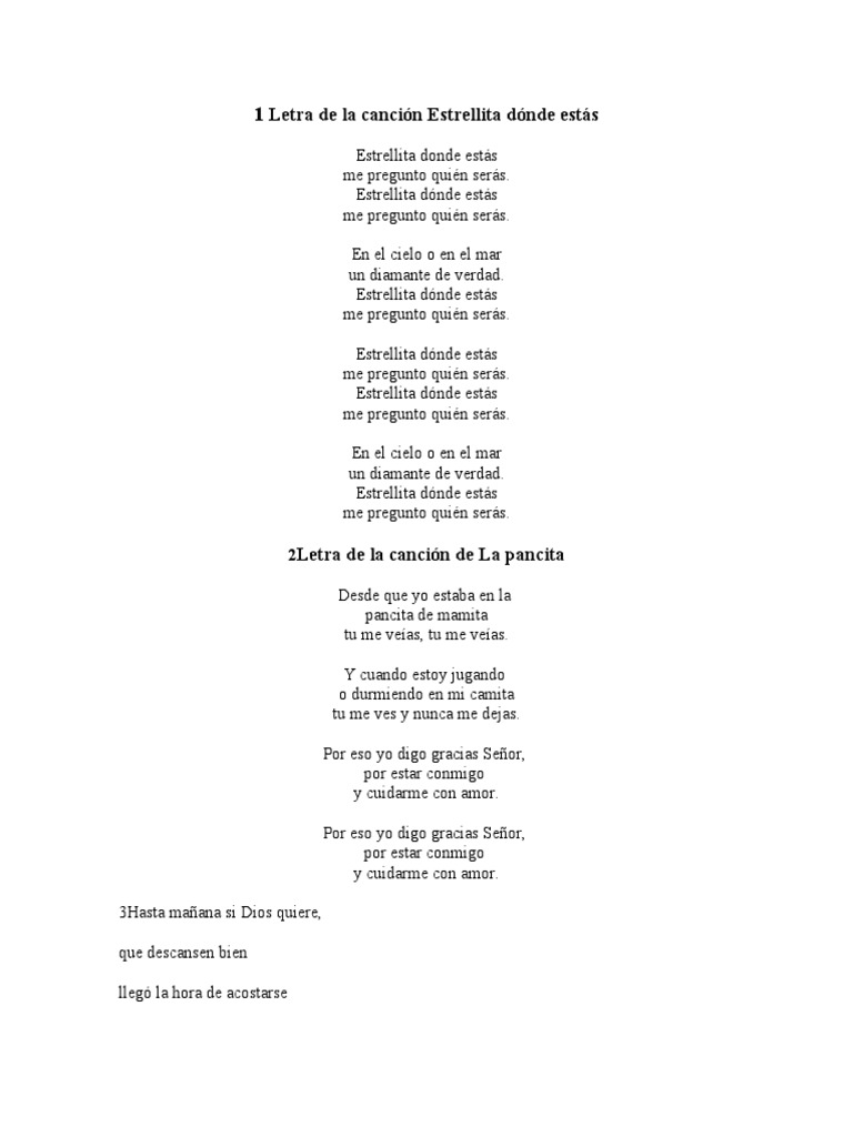 Estrellita Donde Estas Letra Estrellita Donde Estás, Ficha Para