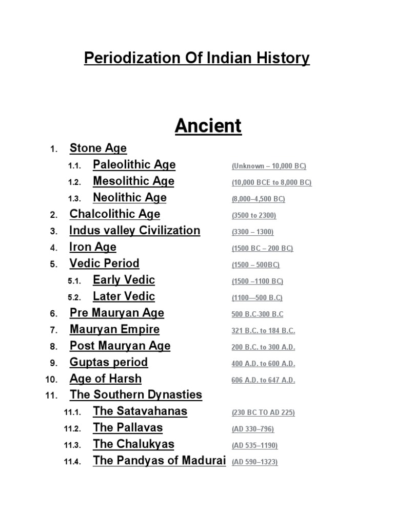 Indian History Periodization Timeline | PDF | Social Science | History