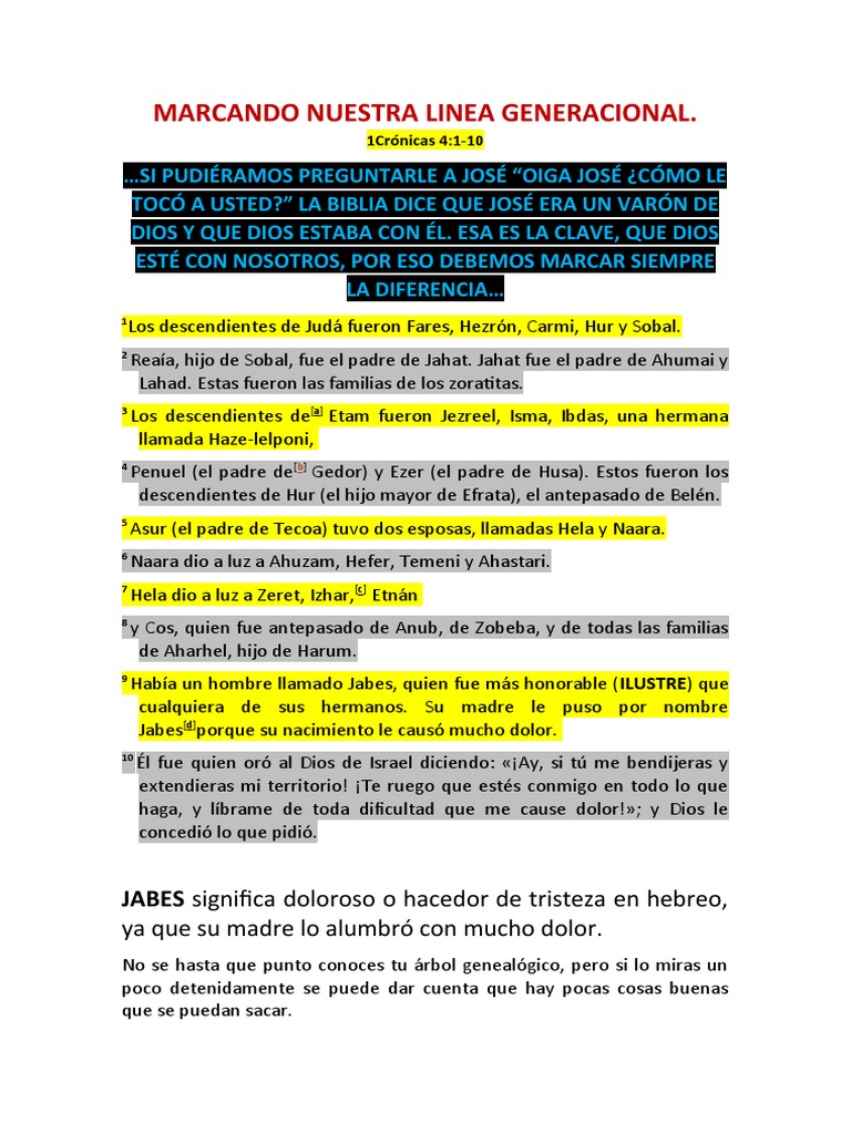 Marcando Nuestra Linea Generacional | PDF | Profecía | Bendición