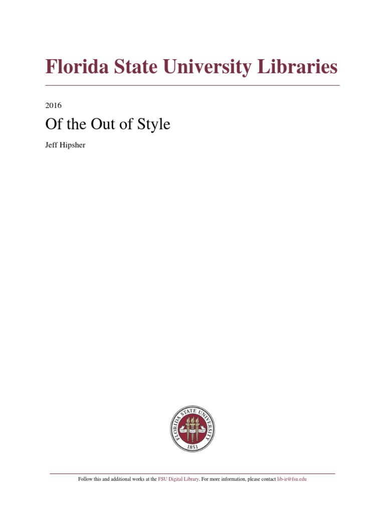 Florida State University Libraries: of The Out of Style | PDF | Poetry