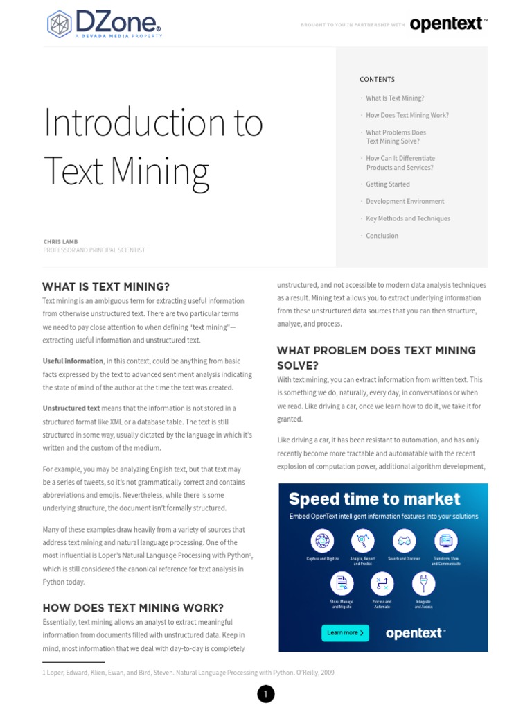 Introduction To Text Mining | PDF | Computing | Cognitive Science