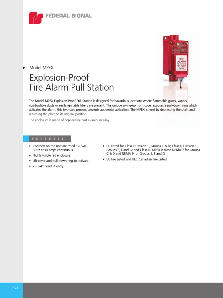 Explosion-Proof Fire Alarm Pull Station: Model MPEX | PDF | Chemical ...