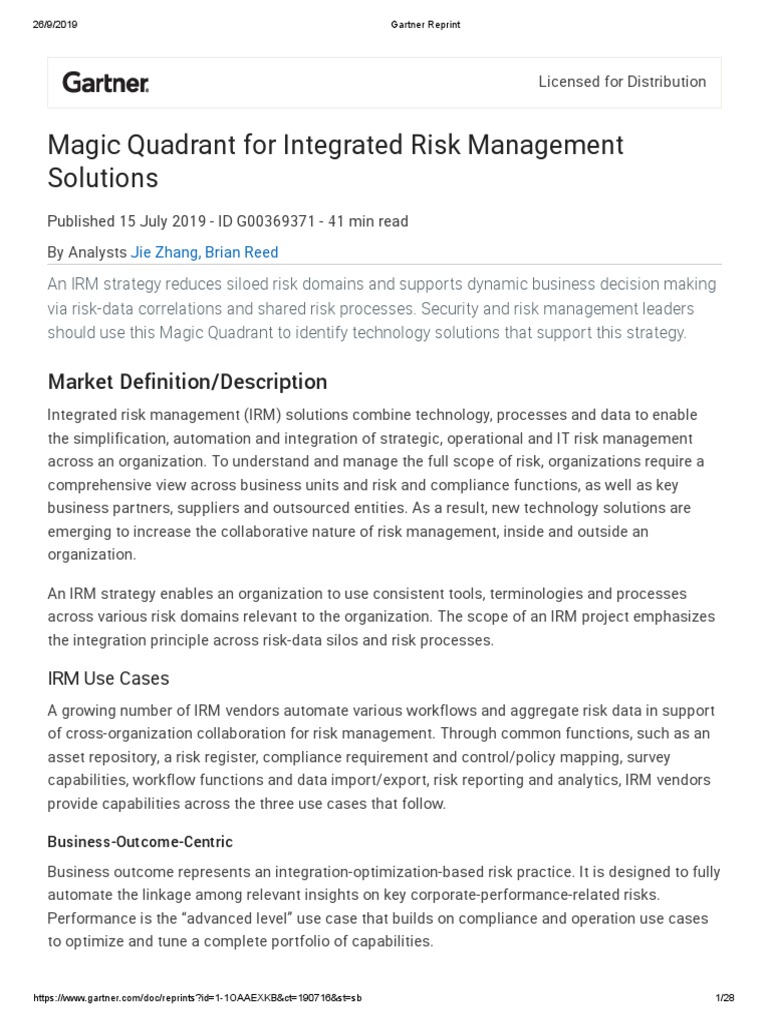 Gartner Reprint-Integrated RMS PDF | PDF | Software As A Service | Analytics