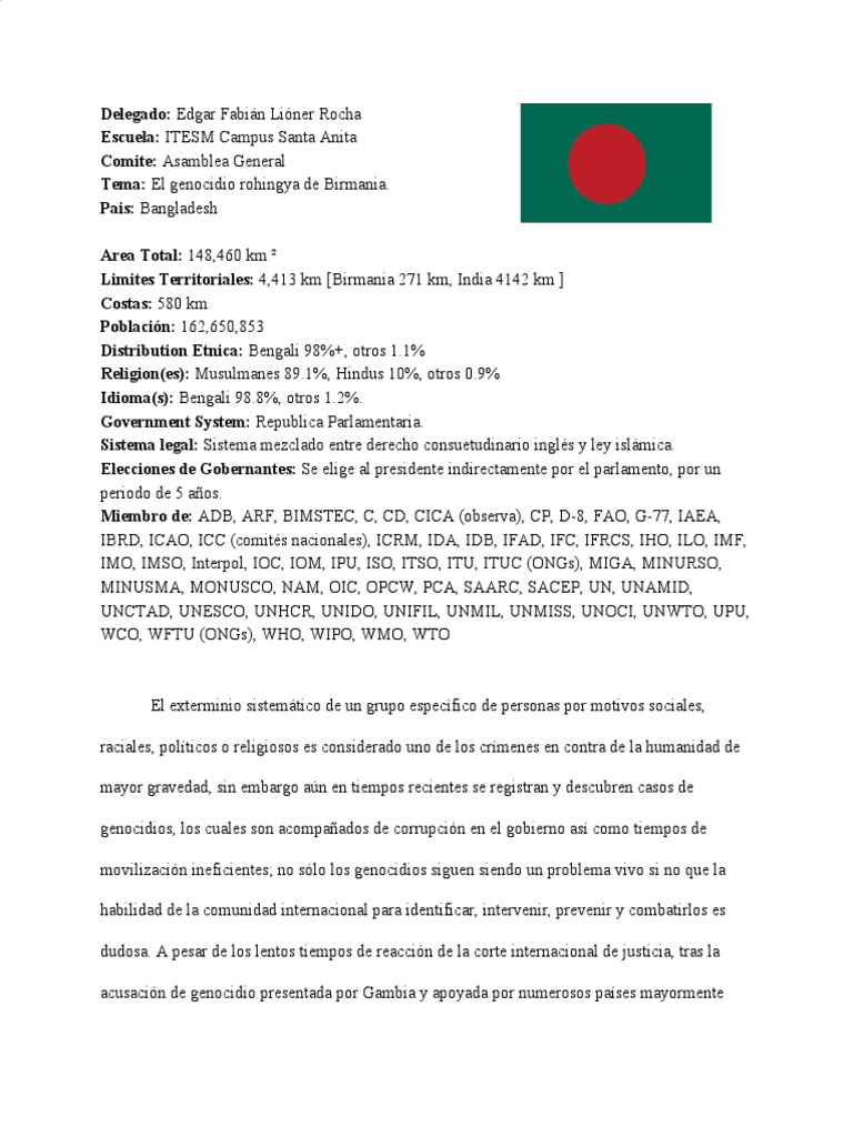 MUN Position Paper 2 | PDF | Myanmar | Pueblo rohingya
