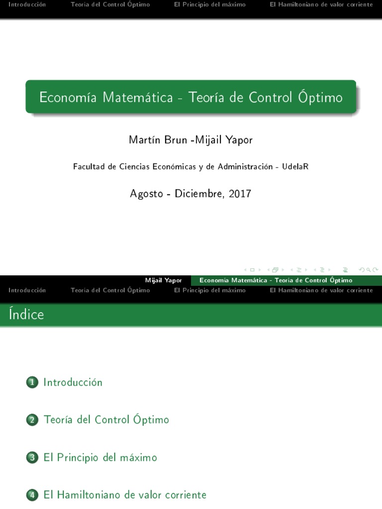 Control - Optimo - 2017 - Parte 1 PDF | PDF | Economía matemática | Ecuaciones