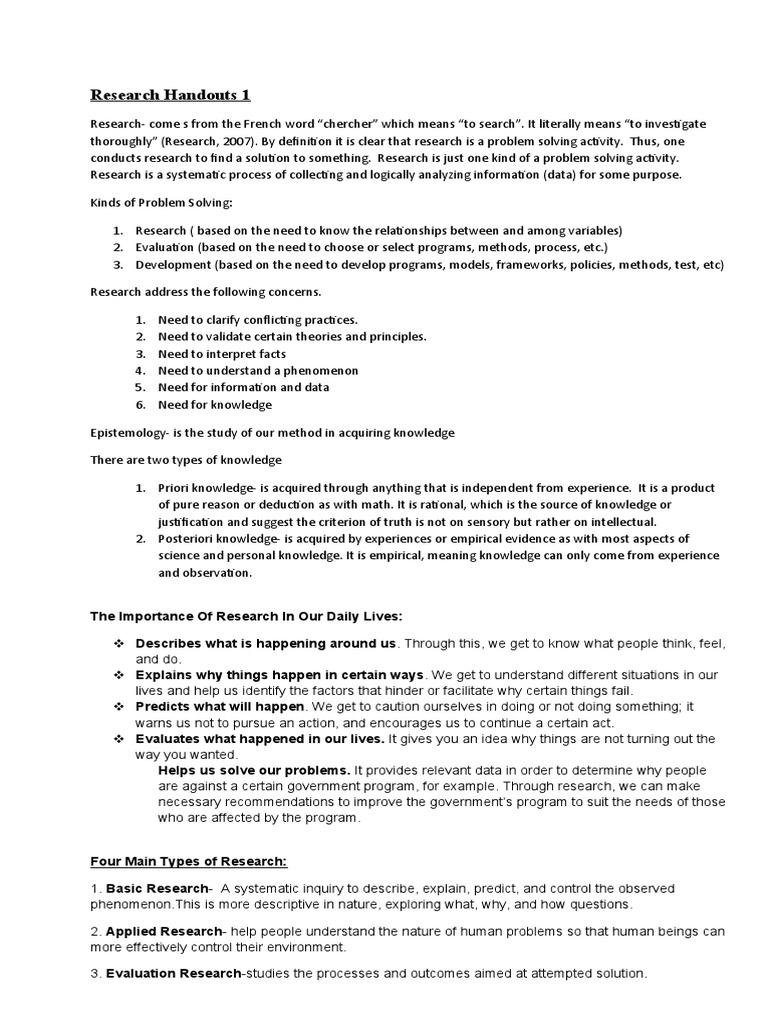 Research Handouts 1 | PDF | Qualitative Research | Quantitative Research