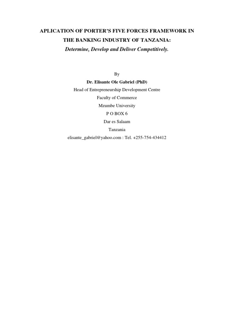 Porter's Five Forces - Application To Banking | PDF | Finance & Money ...
