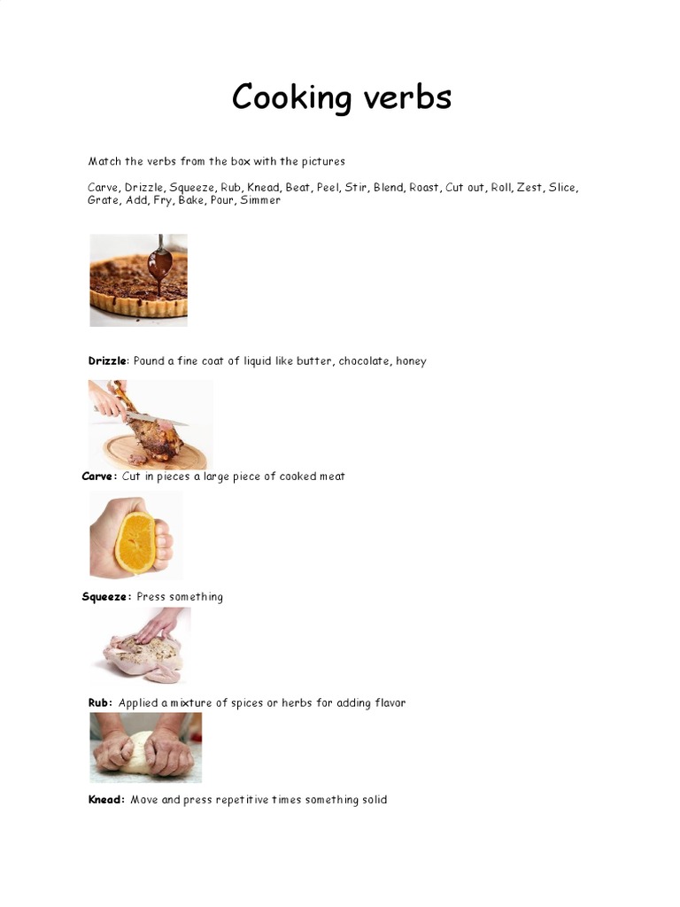 Cooking Verbs | PDF | Cakes | Cooking
