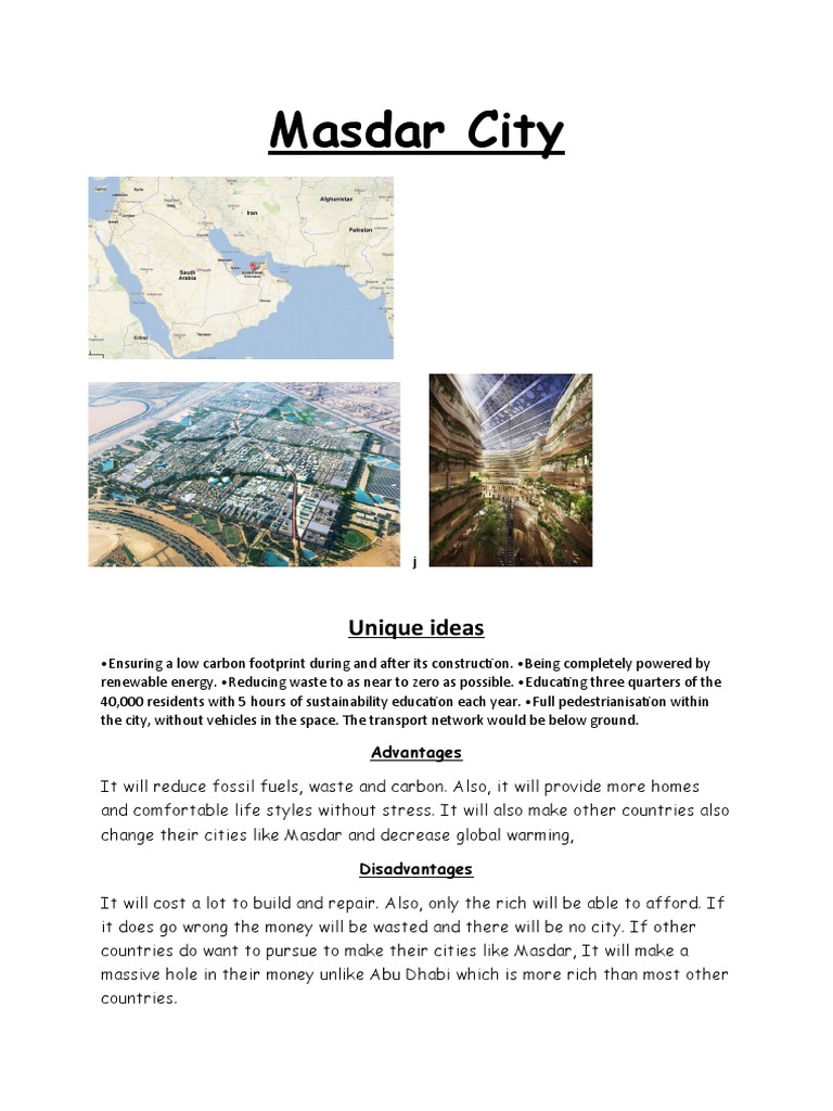 Masdar City: Sustainable Design & Renewable Energy Powered City | PDF