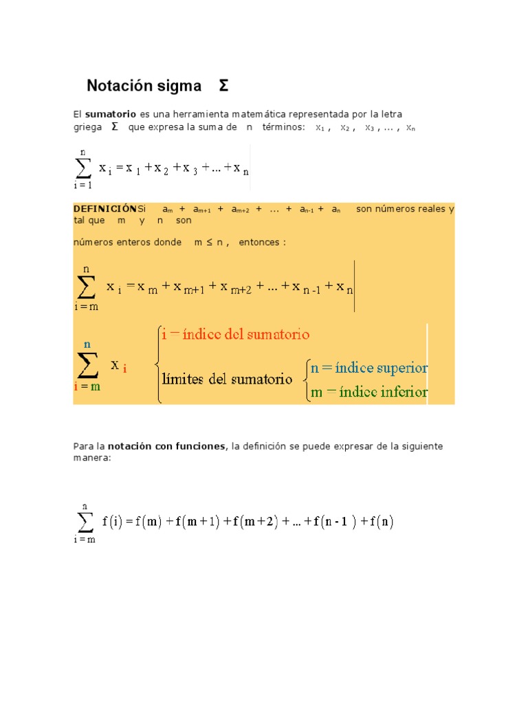 Notación Sigma | PDF | Límite (Matemáticas) | Secuencia