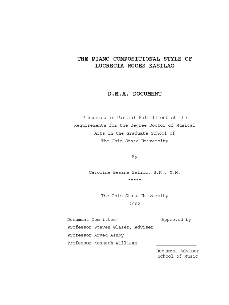 The Piano Compositional Style of Lucrecia Rocks Kasilag | PDF ...