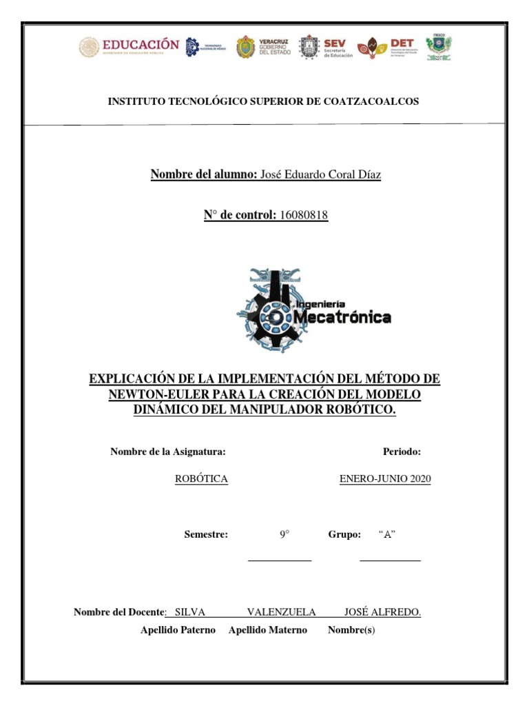 Newton Euler | PDF | Robot | Robótica