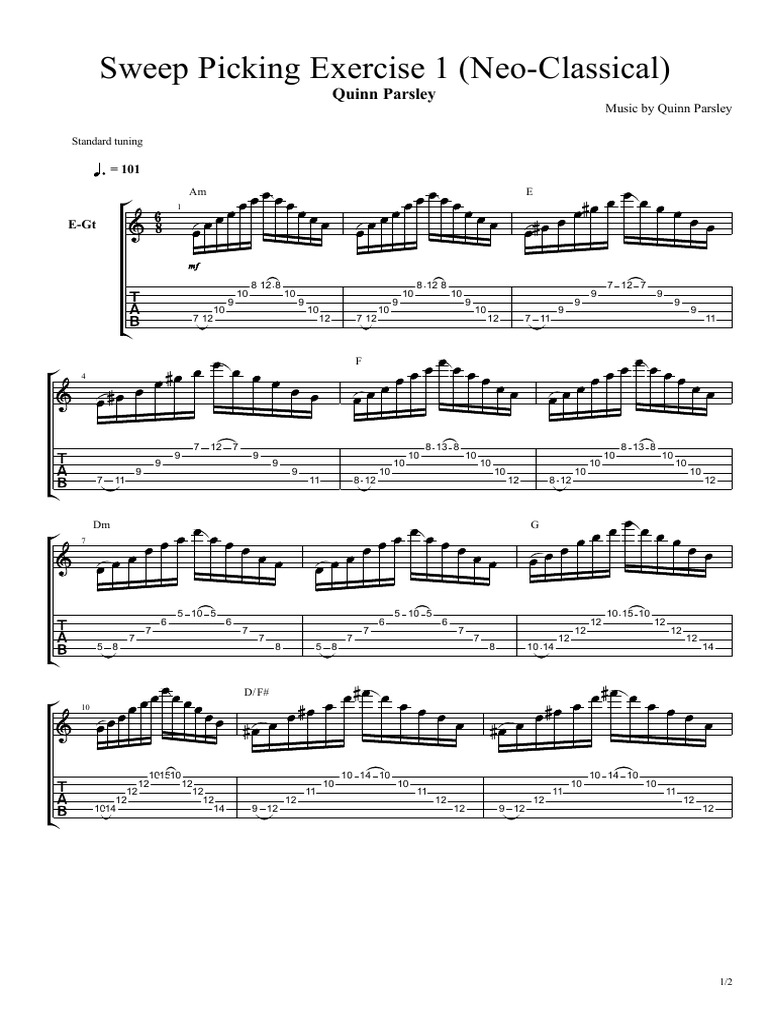 Sweep Picking Exercise 1 (Neo-Classical) PDF | PDF
