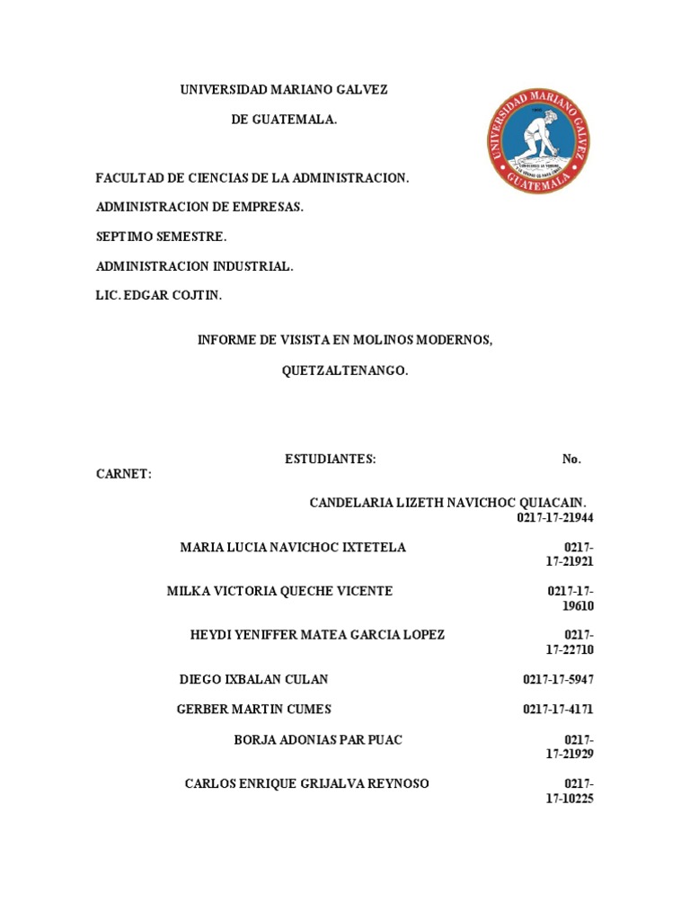 Informe Admon Industrial | PDF | Trigo | Panes