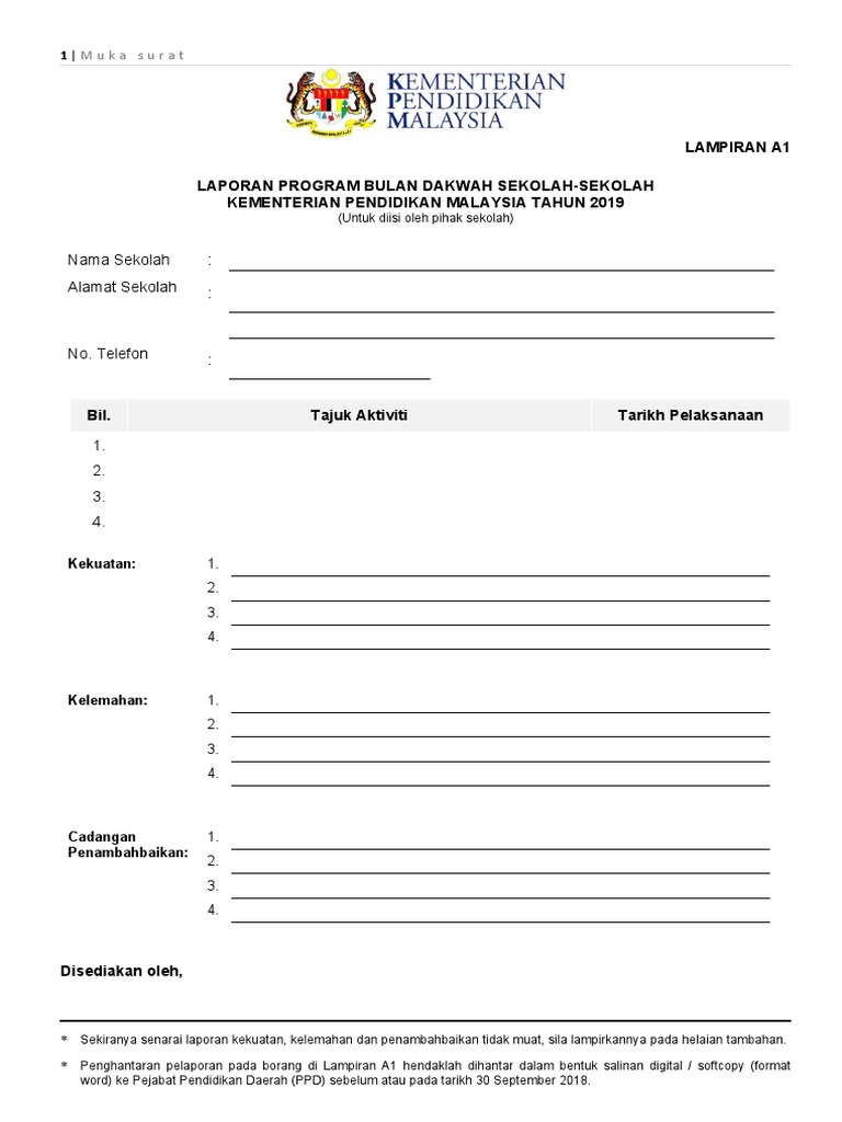 Borang Pelaporan PBD 2018 SEKOLAH | PDF