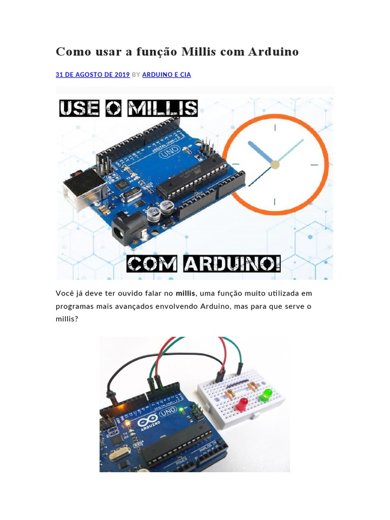 Como Usar A Função Millis Com Arduino | PDF | Arduino | Tempo