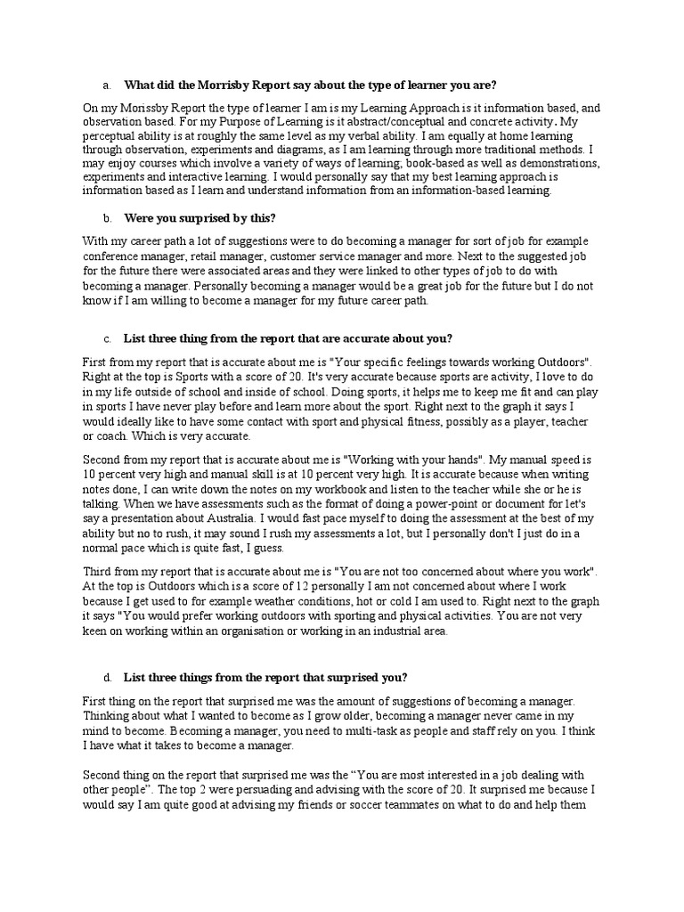 Morrisby Questions | PDF | Estate Agent | Retail