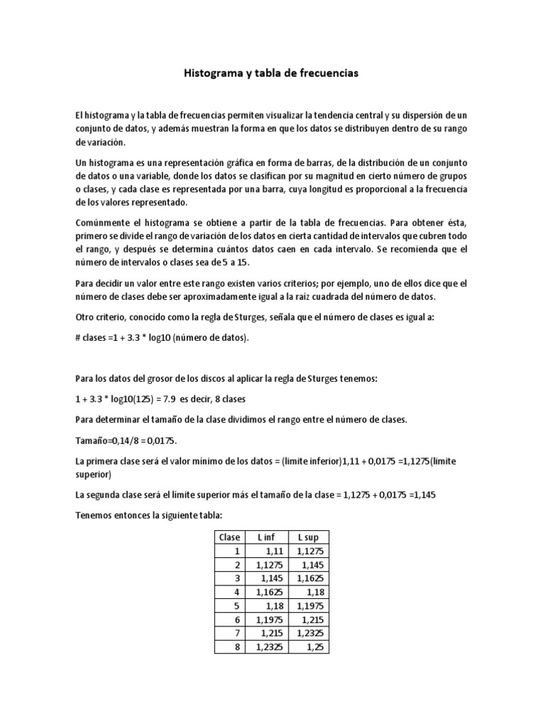 Histograma y tabla de frecuencias explicados | PDF | Histograma ...