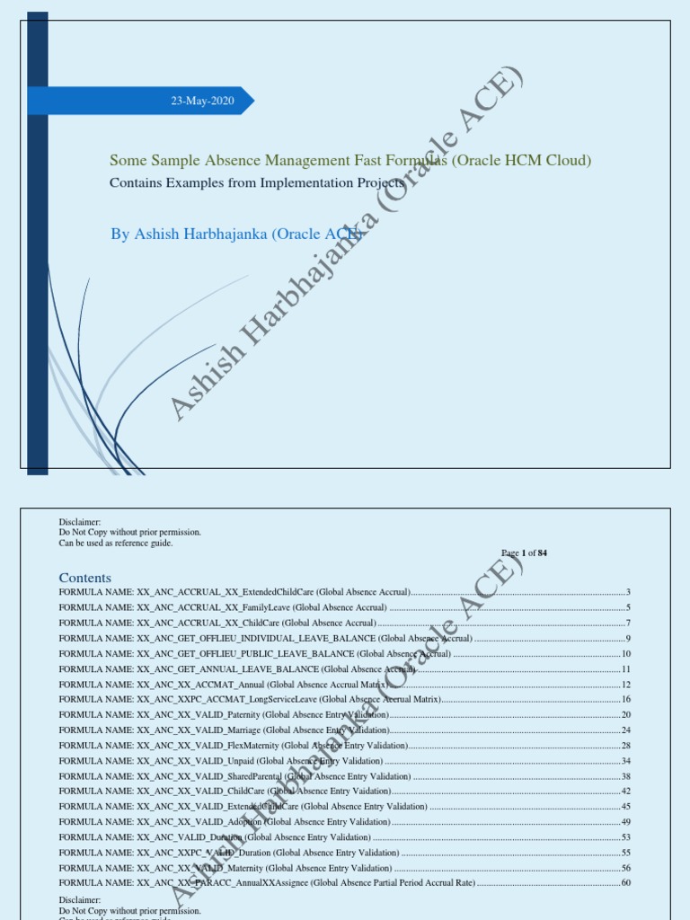 A Compilation of Absence Management Fast Formulas | PDF | Computing ...