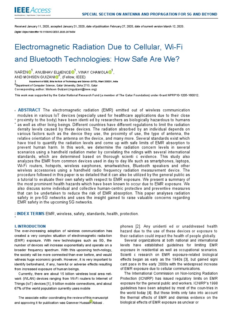 Electromagnetic Radiation Due To Cellular, Wi-Fi and Bluetooth ...