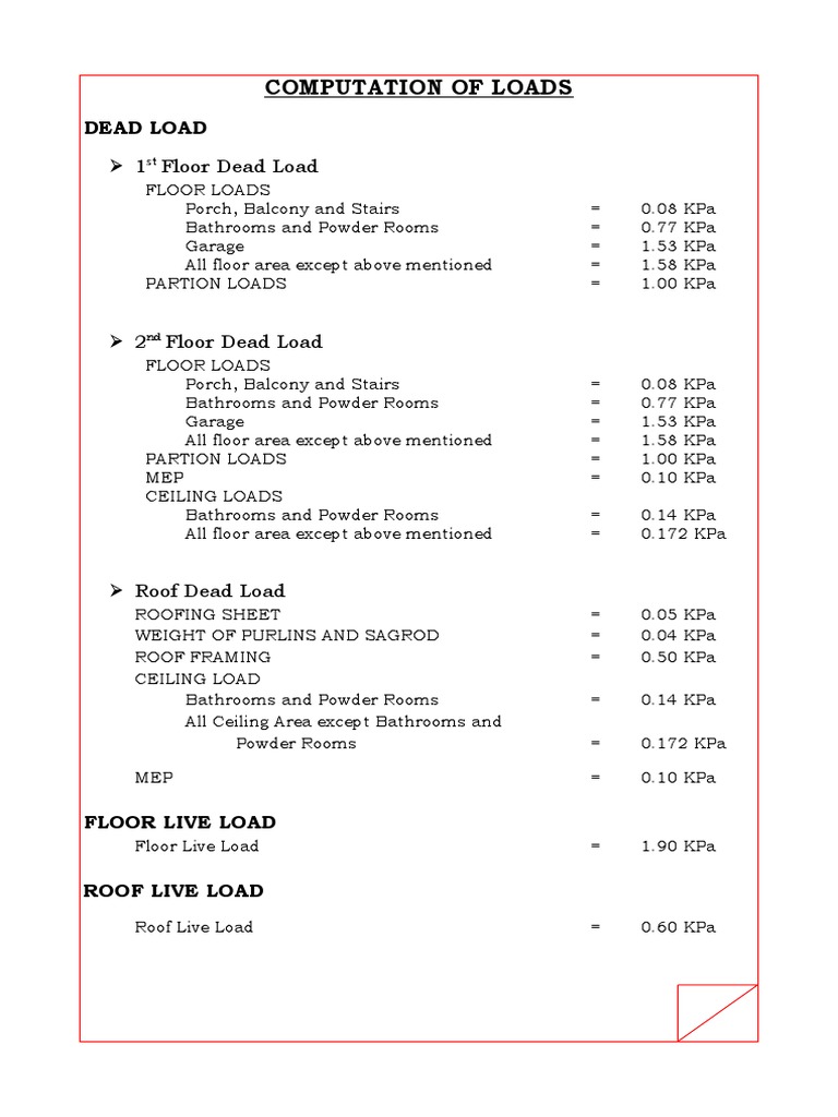 Computation of Loads | PDF