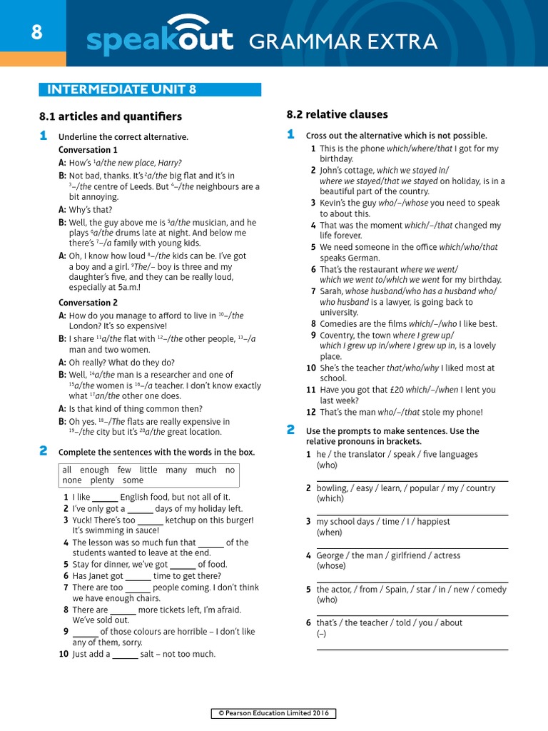 Grammar Extra: Intermediate Unit 8 | PDF