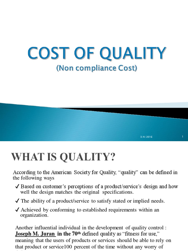 COST of QUALITY PDF | PDF | Quality Management | Quality (Business)