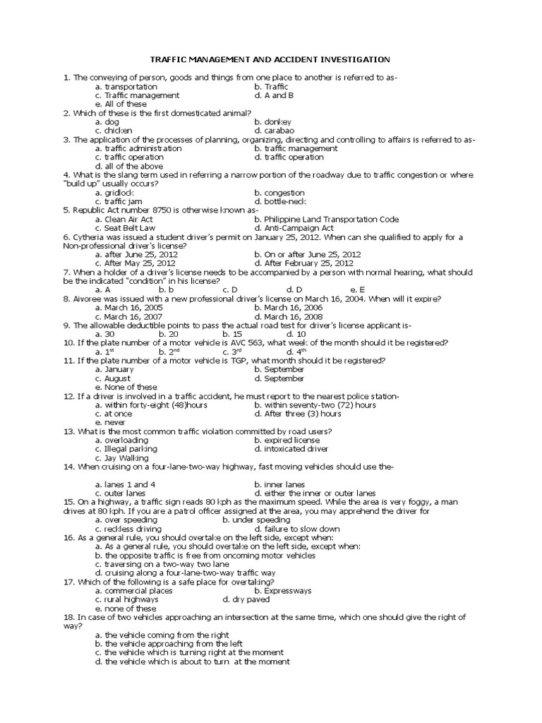 Traffic Management and Accident Investigation | PDF | Traffic | Traffic ...