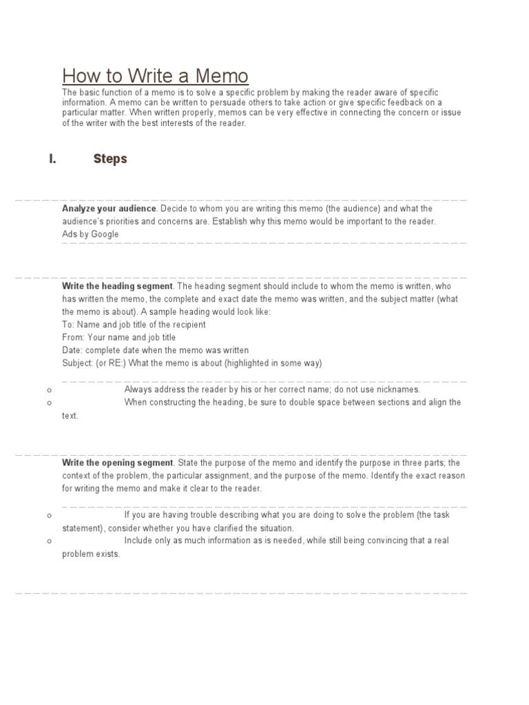 Memo Writing | Memorandum | Sentence (Linguistics)