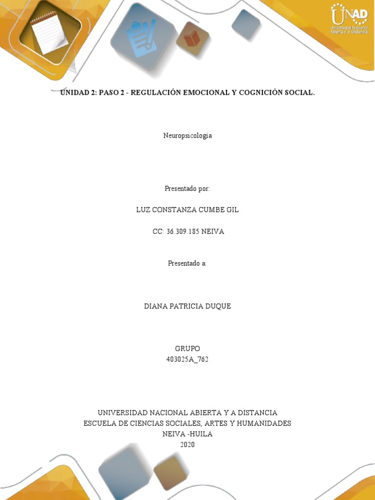 Paso 2 Regulación Emocional Y Cognición Social Luzconstanzacumbe
