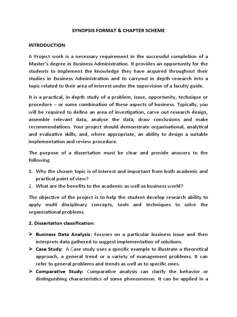 Chapter Scheme & Synopsis Guidelines | PDF | Case Study | Data Analysis