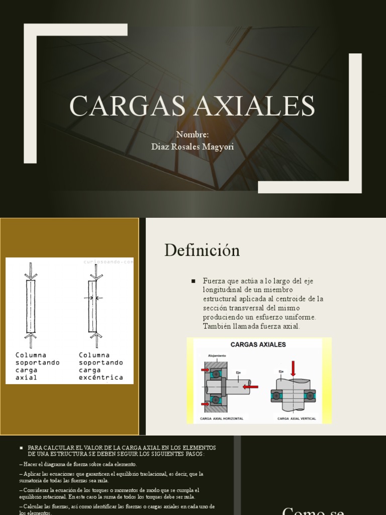 Cálculo de cargas axiales en elementos estructurales | PDF | Deformación (Mecánica) | Fuerza