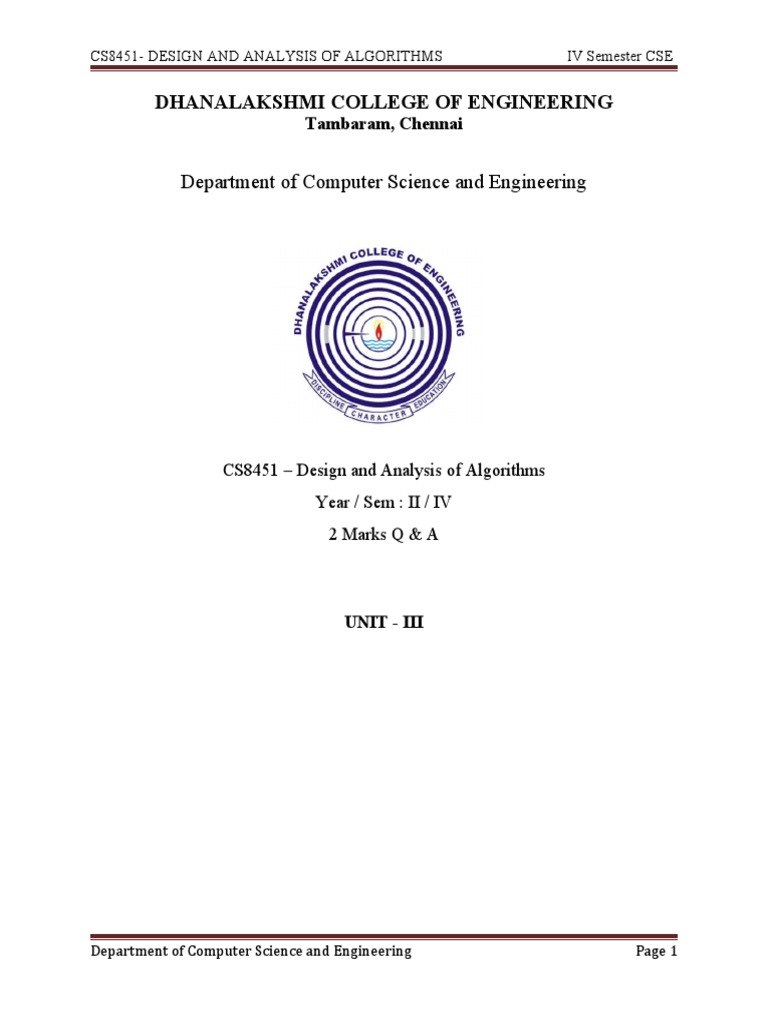 CS8451 Design and Analysis Algorithms Notes | PDF | Dynamic Programming ...