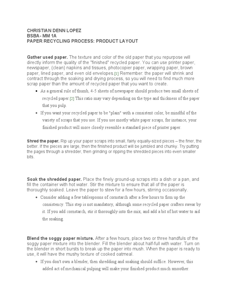 Paper Recycling Process | PDF | Cookware And Bakeware | Paper