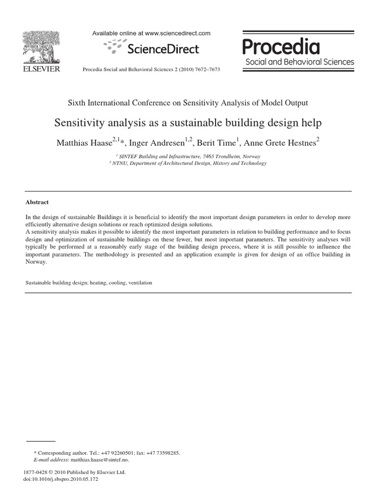 Sensitivity Analysis As A Sustainable Building Design Help | PDF ...