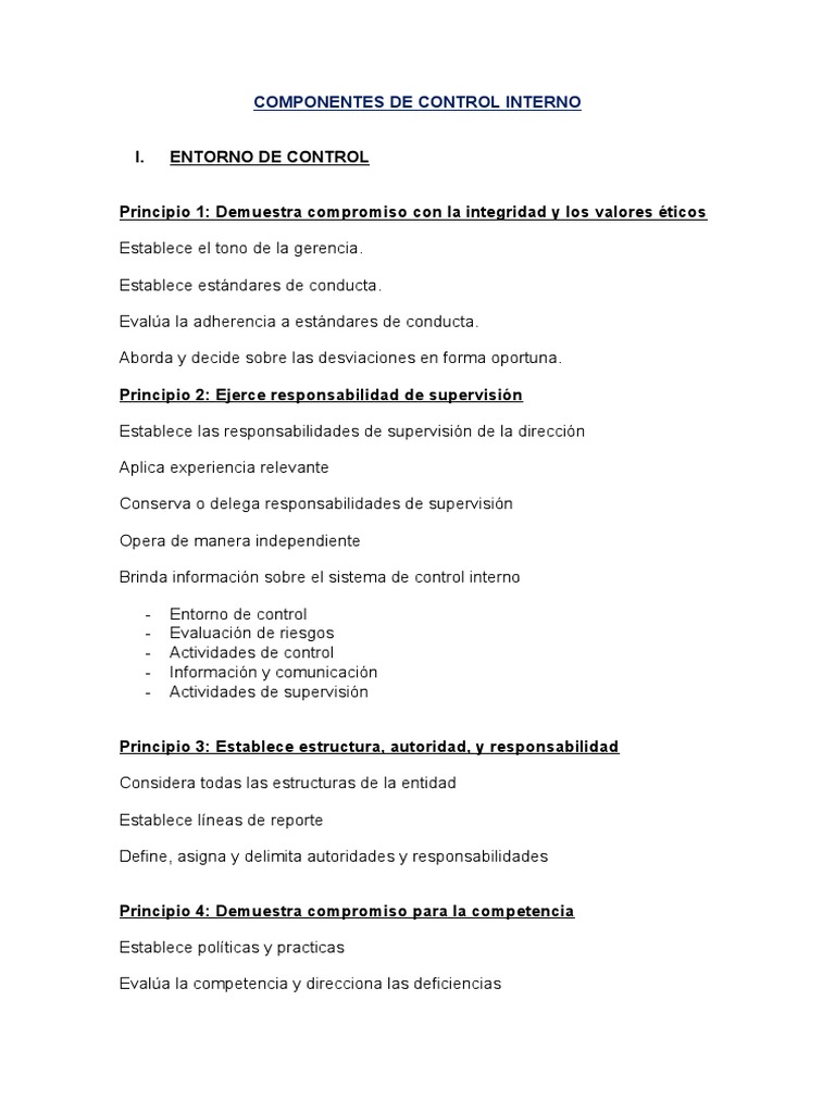 Los cinco componentes clave del control interno | PDF | Información ...