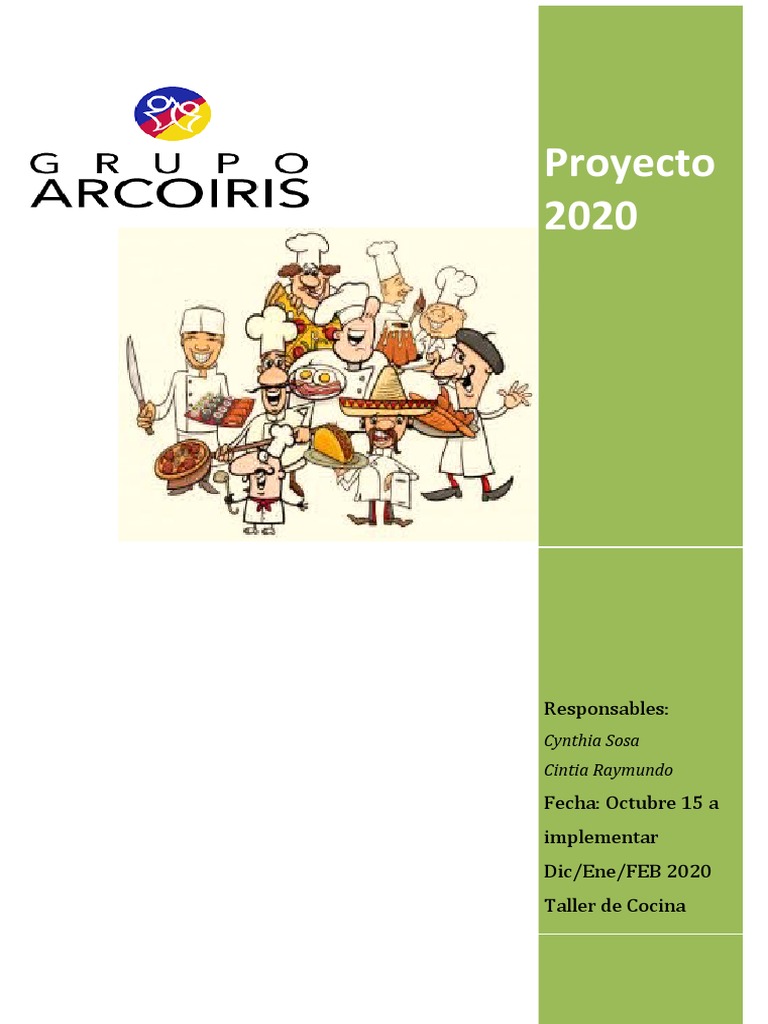 Correccion Final Proyecto 2020 Taller de Cocina | PDF | Terapia ocupacional | Comida y bebida