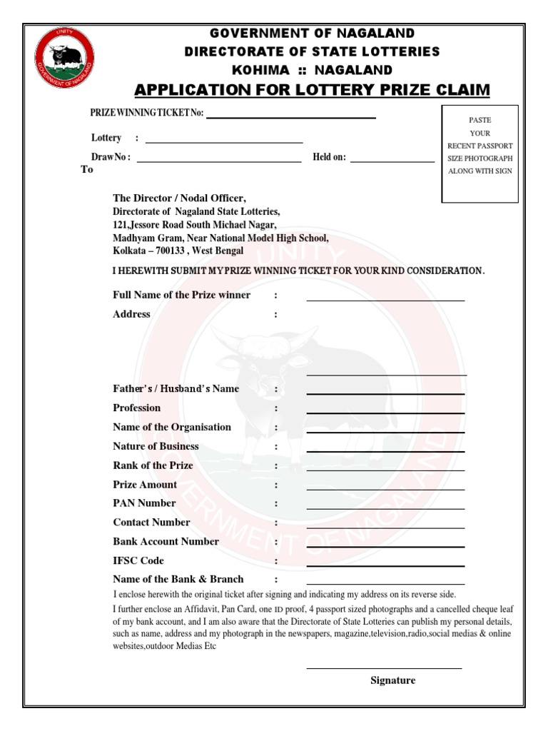NAGALAND - WB - Claim - Form | PDF | Lottery | Payments