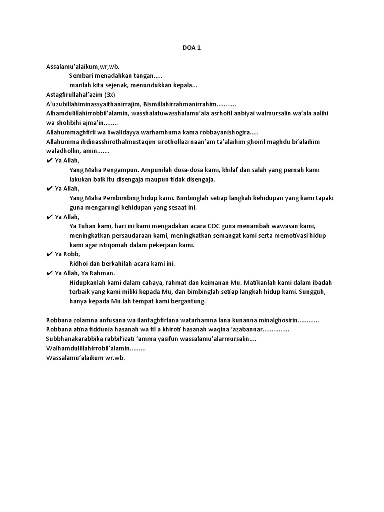 Doa Template Rapat | PDF