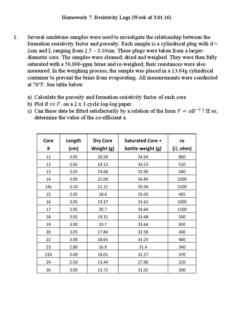Homework 8 - Resistivity Logs | PDF | Applied And Interdisciplinary ...