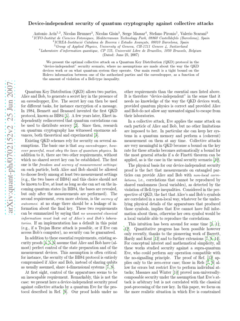 Device-Independent Security of Quantum Cryptography Against Collective ...