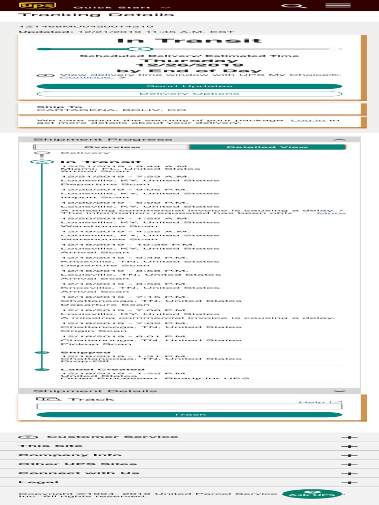 Tracking Details UPS | PDF | United Parcel Service | Computing