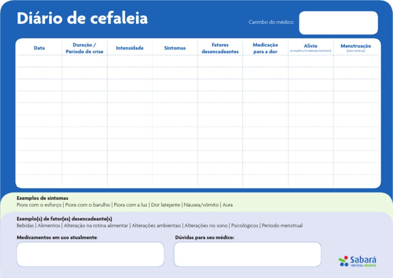 L01 A4 DiárioCefaleia | PDF | Bem-estar