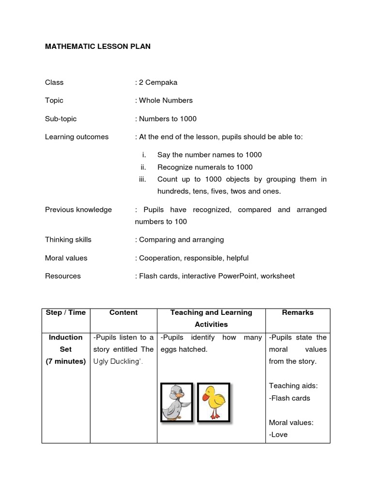 Mathematic Lesson Plan | PDF | Teachers | Lesson Plan