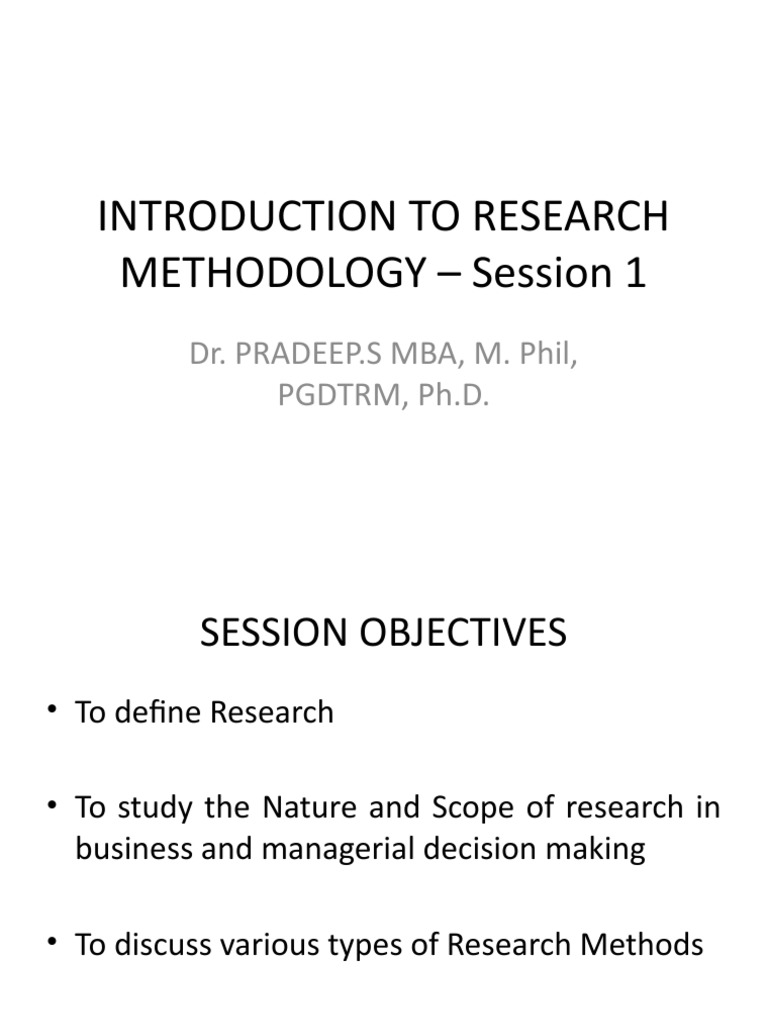 Research Methodology INTRODUCTION - Session 1 | PDF | Causality ...