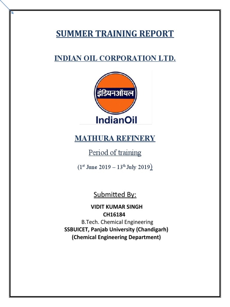 Summer Training Report Vidit Kumar Singh Pdf Cracking Chemistry Oil Refinery