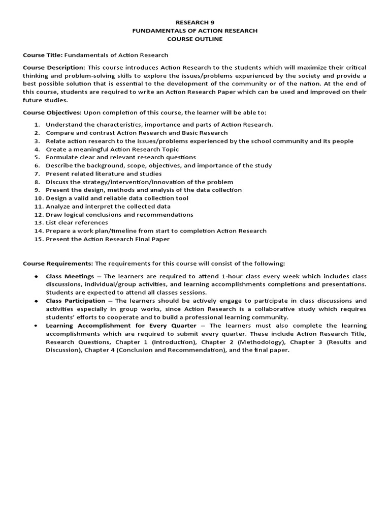Research 9 - Course Outline, Template, and Guidelines | PDF | Citation ...