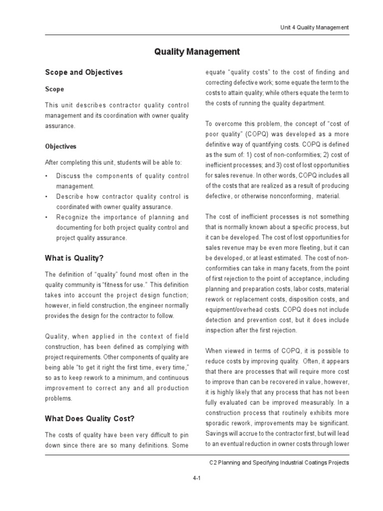Quality Management: Scope and Objectives | PDF | Quality Assurance ...