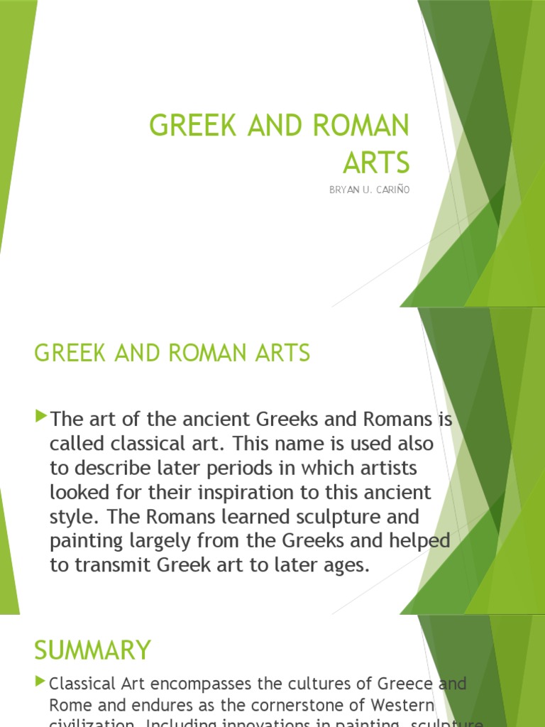 Greek and Roman Arts: Bryan U. Cariño | PDF | Column | Roman Empire